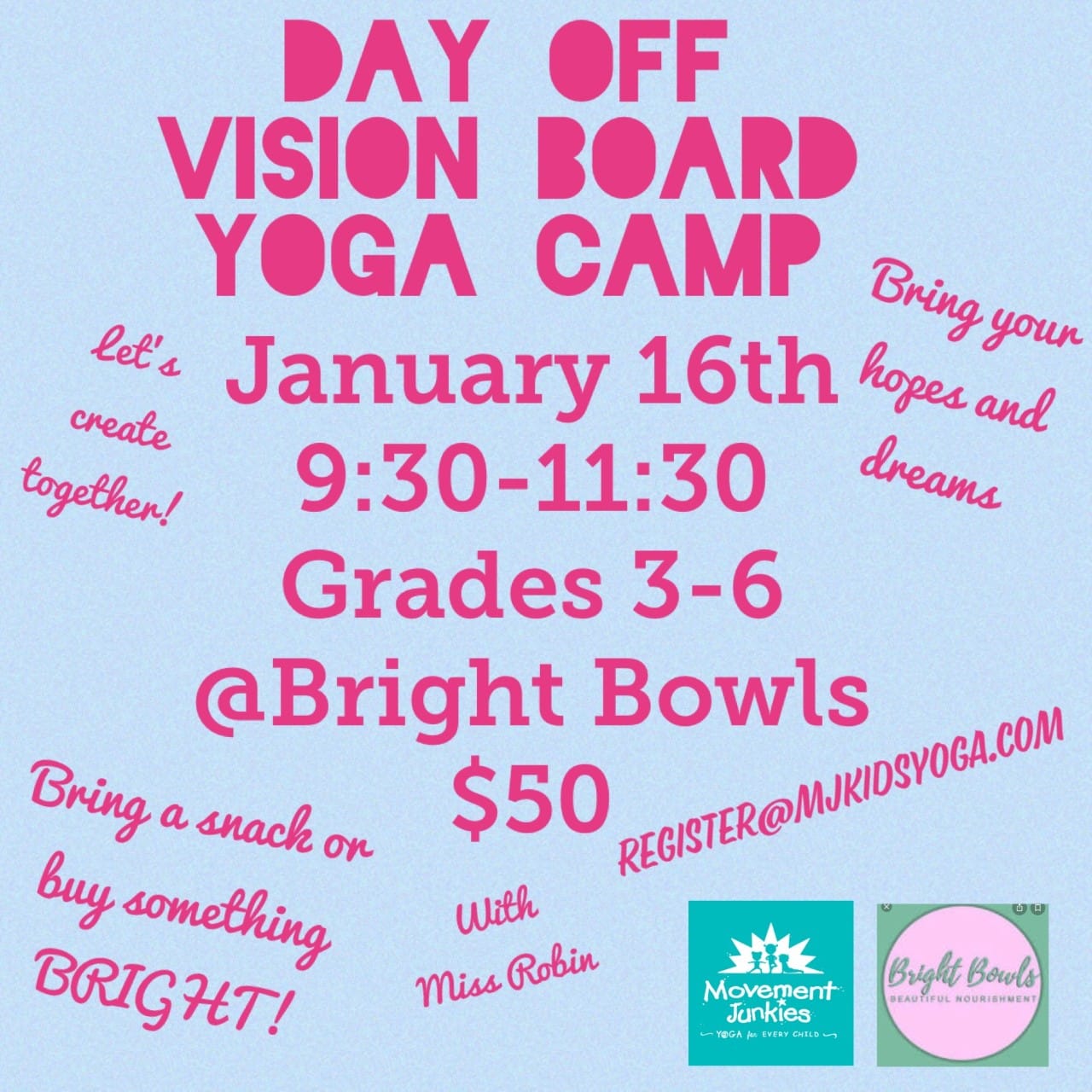 vision board yoga camp MLK 2023 – Yoga for Kids